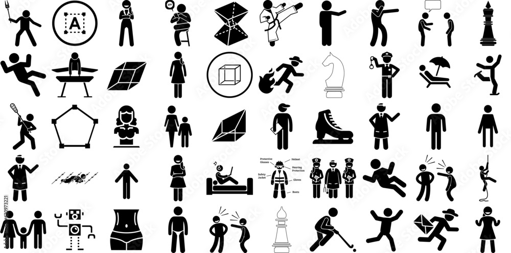Huge Collection Of Figure Icons Pack Black Design Silhouettes ...