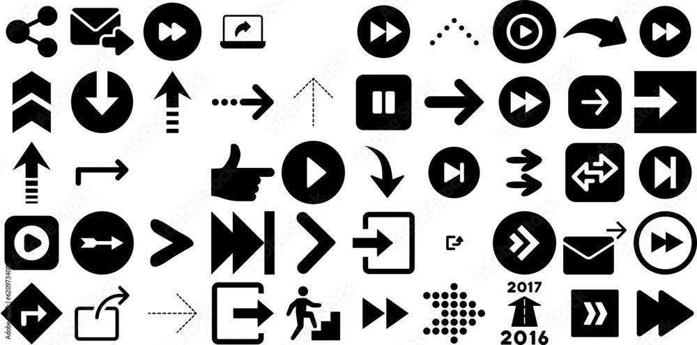 Vetor de Huge Set Of Forward Icons Pack Isolated Infographic Elements ...
