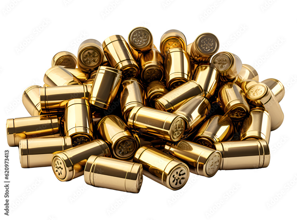 stack of weapon bullet cartridges on isolated transparent background ...