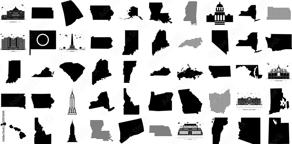 Massive Collection Of State Icons Set Isolated Infographic Symbol ...