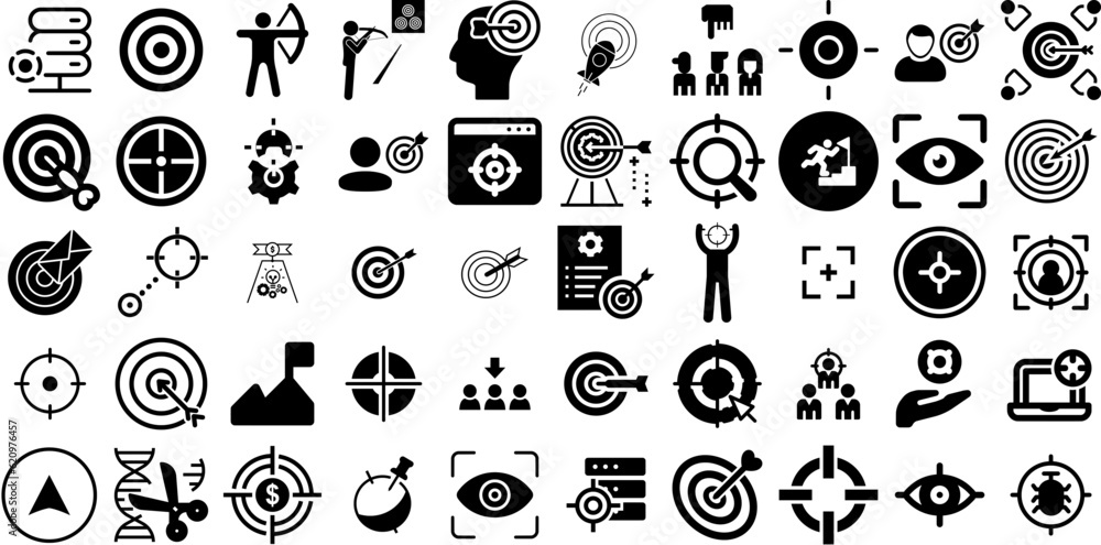 Mega Set Of Target Icons Bundle Linear Infographic Symbol Mark, Symbol ...