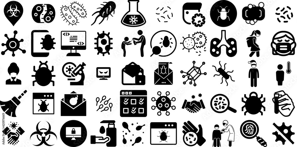 Huge Collection Of Virus Icons Collection Solid Design Symbols ...