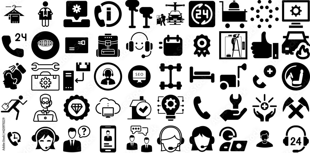 Big Collection Of Service Icons Collection Hand-Drawn Linear Drawing ...