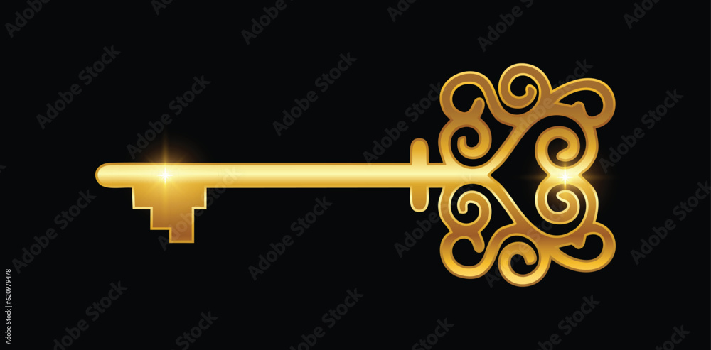 A vector illustration of Golden Key Logo Vector Illustration in black ...