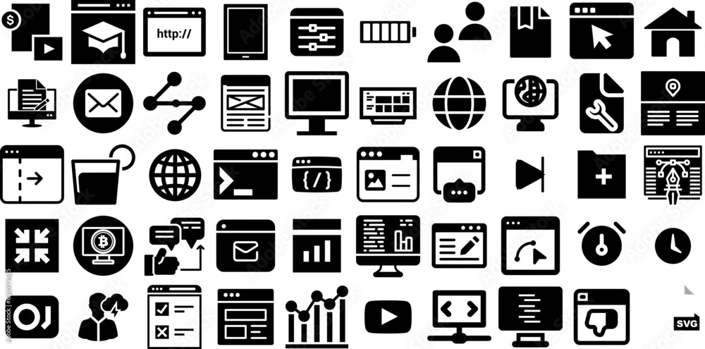 Huge Collection Of Web Icons Collection Linear Cartoon Symbol People ...