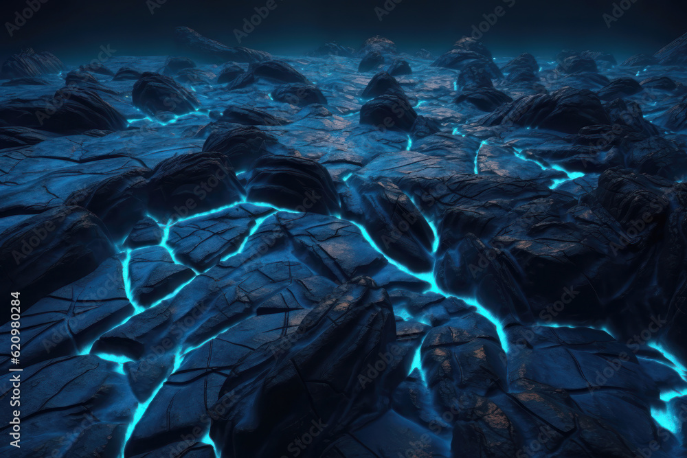 Blue magma rock texture with cracks. AI generated Stock Illustration ...