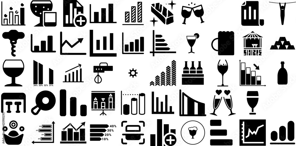 Vecteur Stock Big Collection Of Bar Icons Pack Hand-Drawn Linear Simple ...