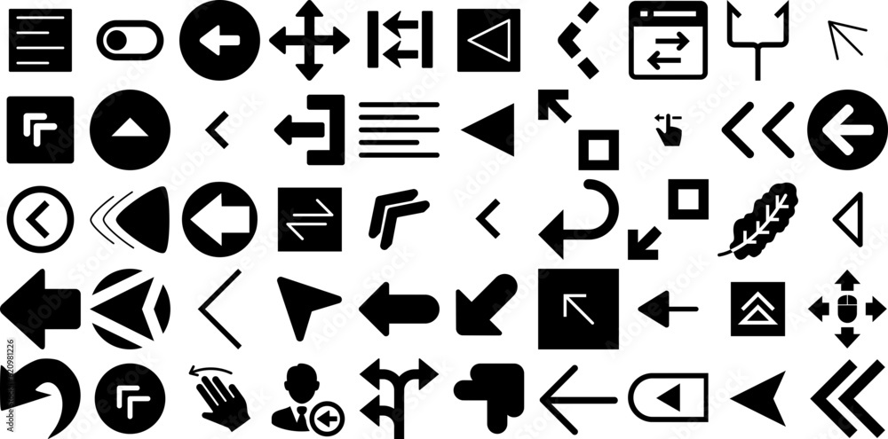 Massive Collection Of Left Icons Set Hand-Drawn Black Concept ...
