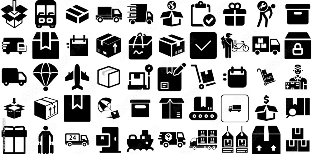 Huge Collection Of Delivery Icons Collection Flat Infographic Pictogram ...