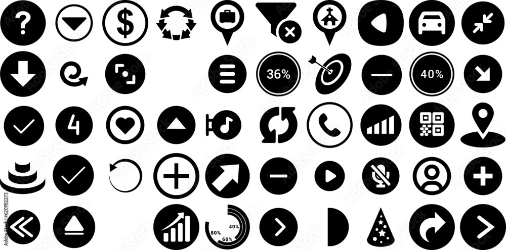 Huge Collection Of Circle Icons Pack Hand-Drawn Isolated Infographic ...