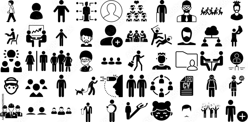 Mega Set Of People Icons Set Hand-Drawn Linear Design Pictogram ...