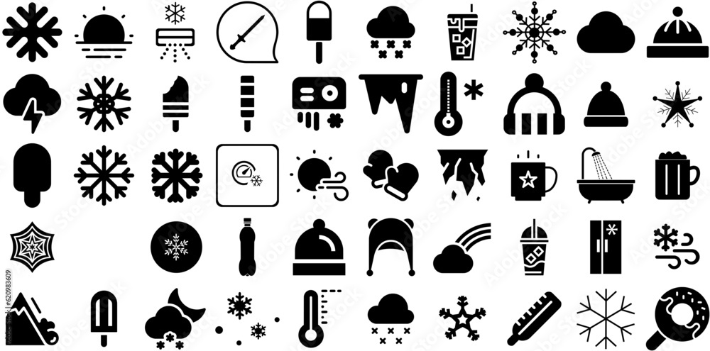 Vecteur Stock Mega Collection Of Cold Icons Pack Hand-Drawn Isolated ...