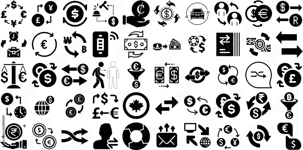 Mega Collection Of Exchange Icons Collection Hand-Drawn Black Drawing ...