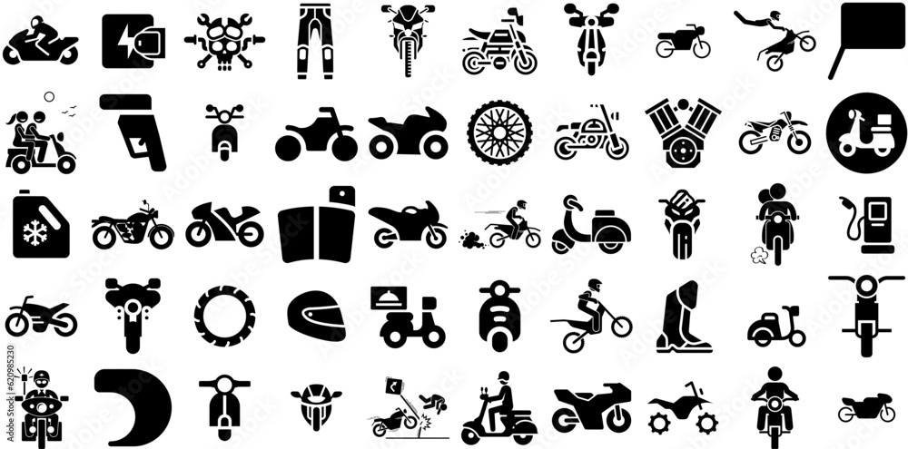Massive Collection Of Motorcycle Icons Bundle Isolated Infographic Clip ...