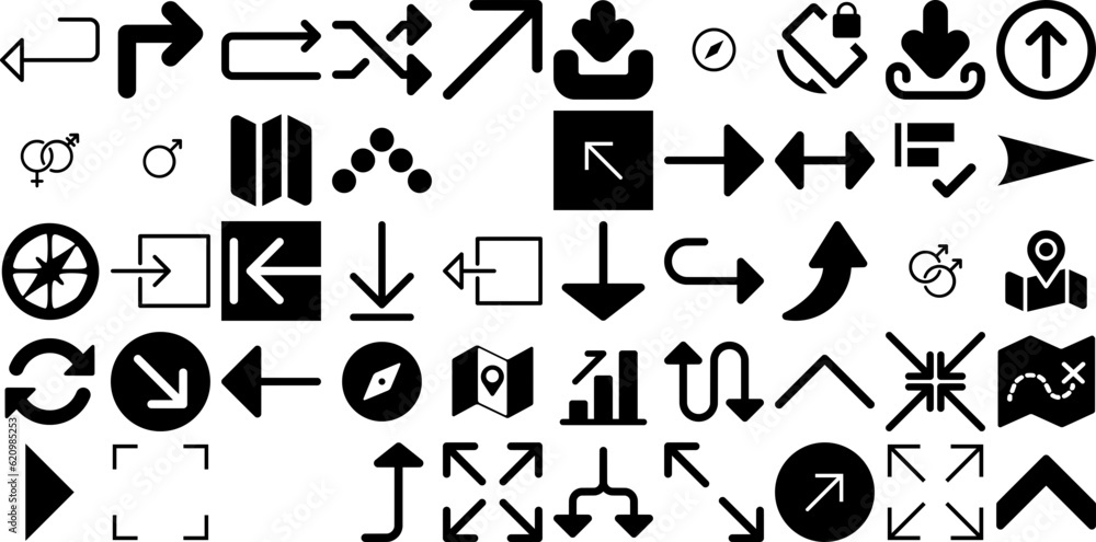 Huge Set Of Orientation Icons Collection Hand-Drawn Linear Modern ...