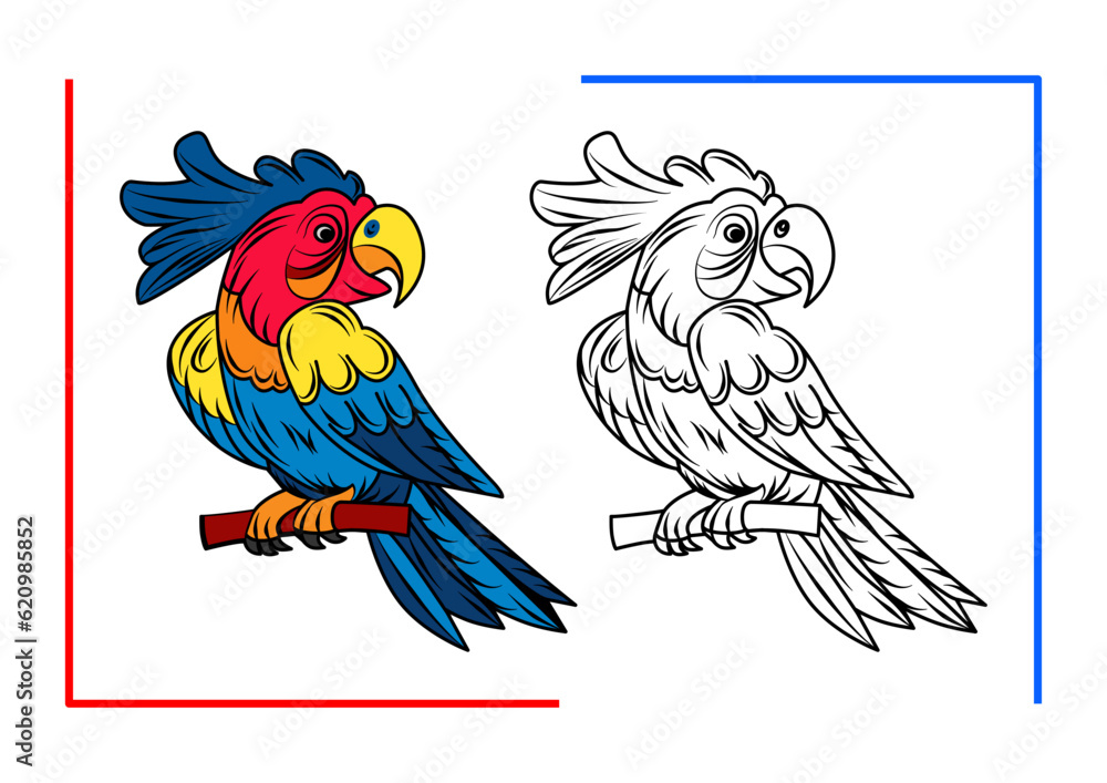 Parrot Ara. Bird. Antistress for children. Cartoon character. Vector ...