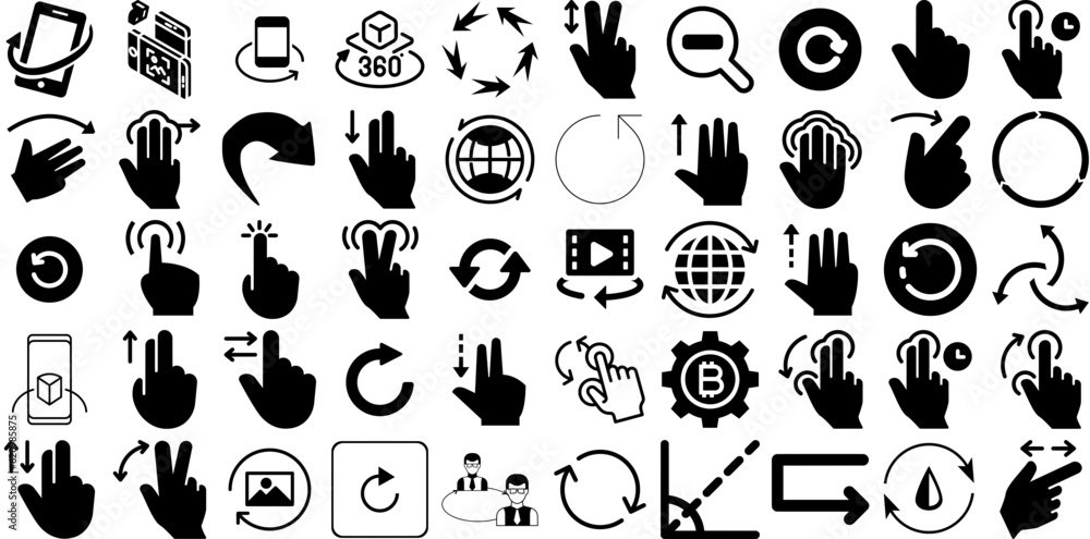 Vetor de Massive Collection Of Rotate Icons Pack Hand-Drawn Black ...