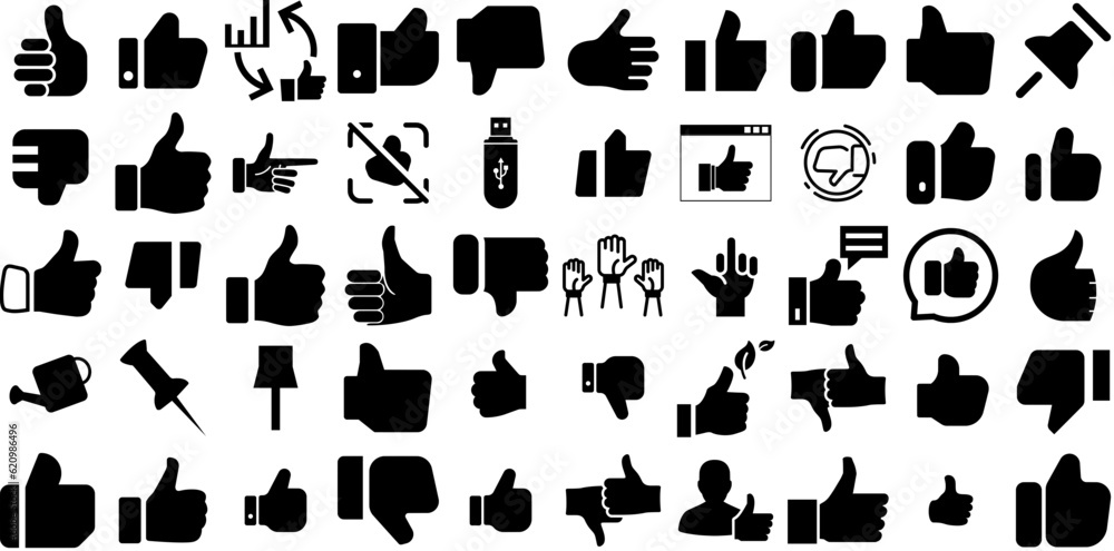 Vetor de Mega Collection Of Thumb Icons Bundle Isolated Drawing ...