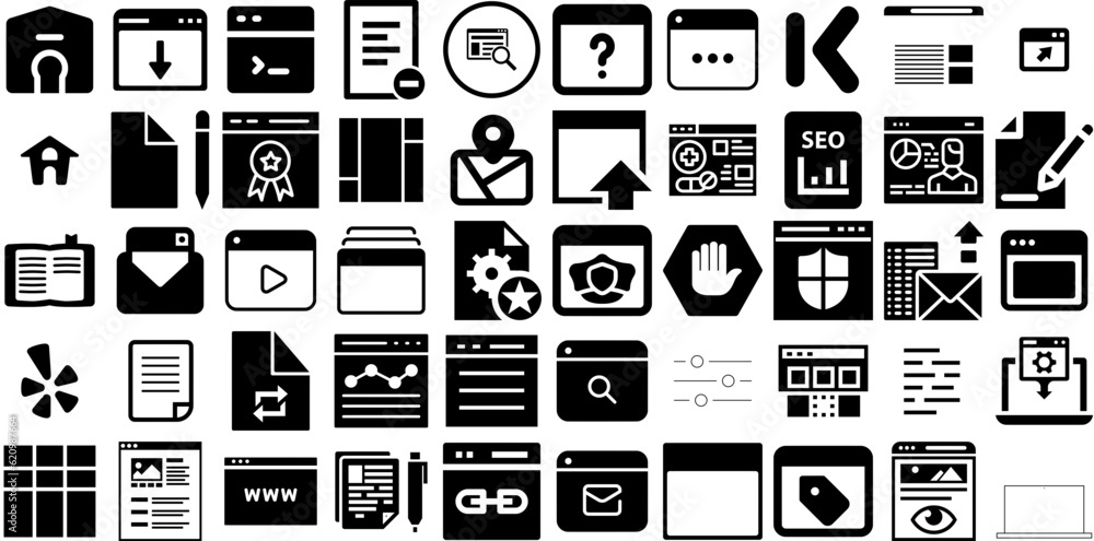Massive Set Of Page Icons Collection Hand-Drawn Isolated Design Symbols ...
