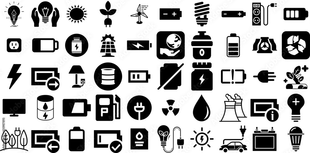 Big Set Of Energy Icons Pack Isolated Concept Elements Investment ...