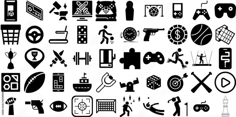 Big Collection Of Game Icons Pack Hand-Drawn Isolated Design Pictograms ...