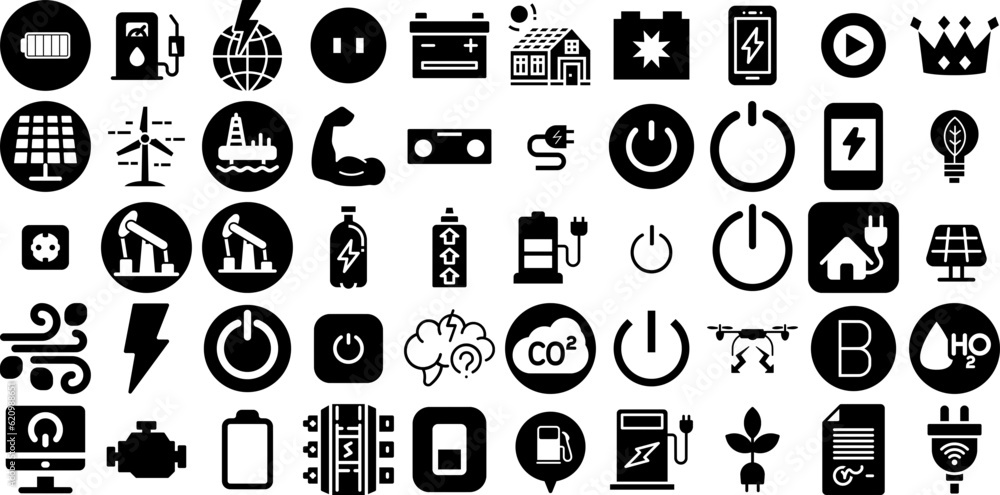 Big Collection Of Power Icons Collection Linear Design Symbols Global ...