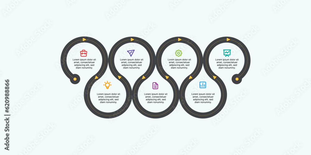 Roadmap journey map timeline infographic vector showing process flow ...