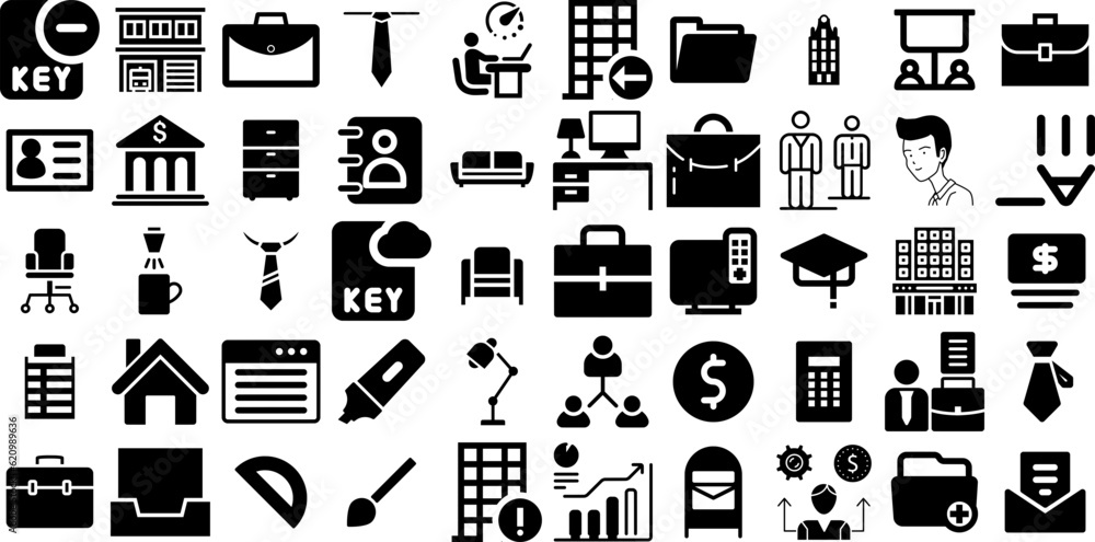 Mega Set Of Office Icons Set Hand-Drawn Linear Modern Symbol Person ...