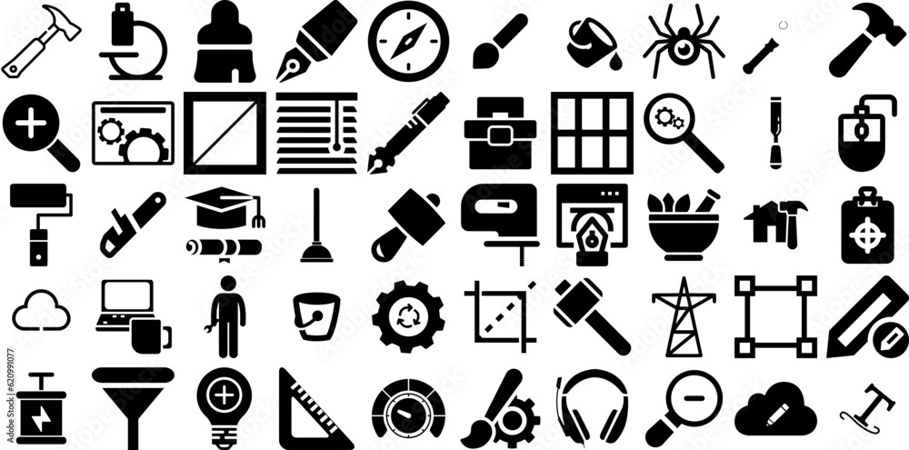 Big Set Of Tool Icons Pack Hand-Drawn Linear Modern Pictograms Set ...
