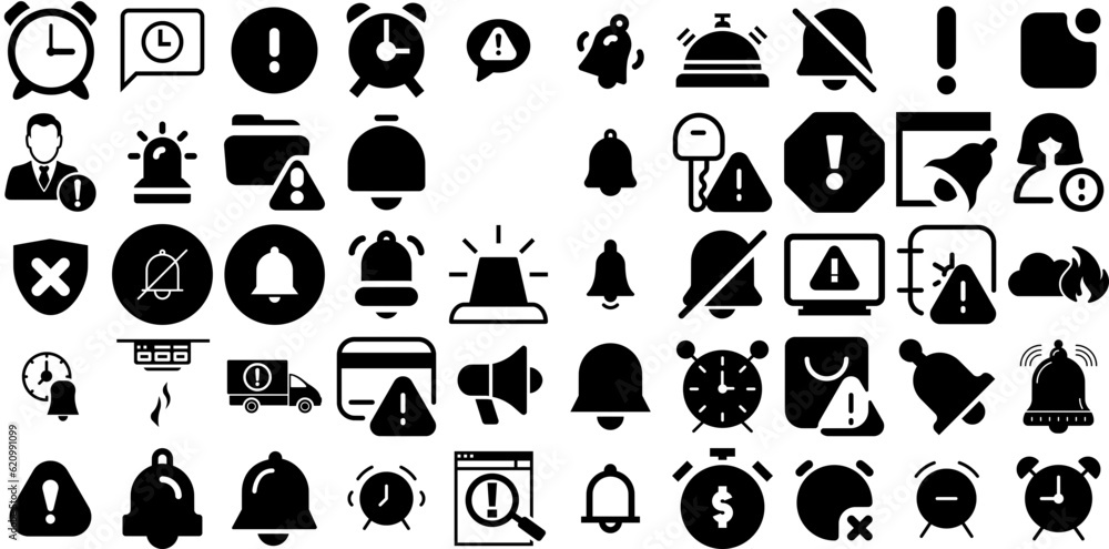 Huge Set Of Alert Icons Bundle Flat Design Symbol Glyphs, Symbol, Icon ...