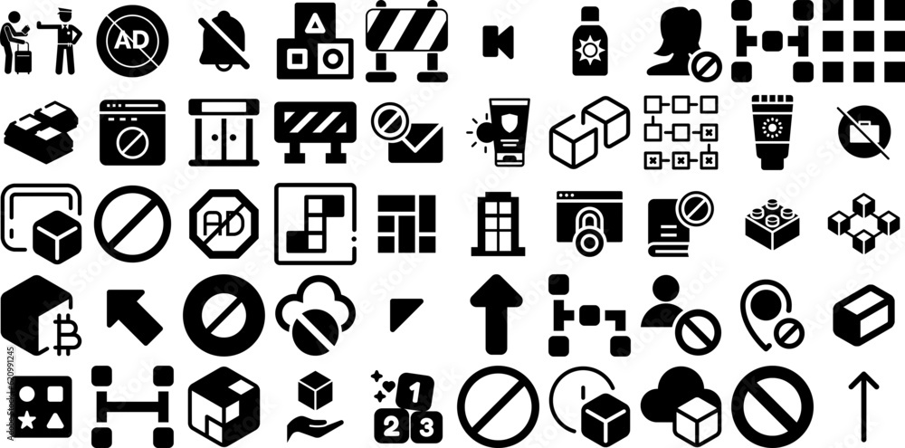 Vecteur Stock Mega Set Of Block Icons Collection Flat Cartoon Symbols ...