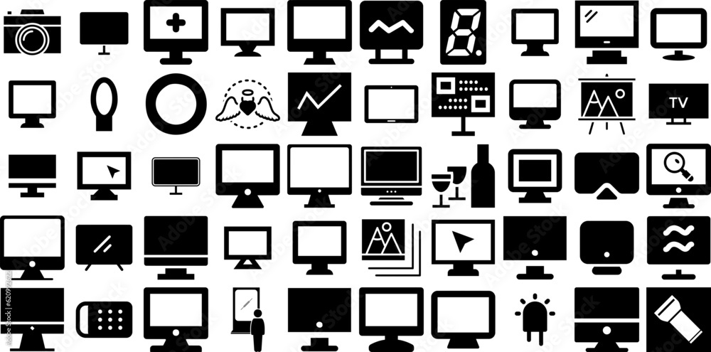 Huge Set Of Led Icons Collection Hand-Drawn Isolated Concept Web Icon ...
