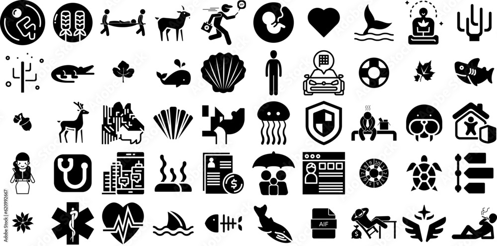 Huge Collection Of Life Icons Collection Hand-Drawn Black Infographic ...