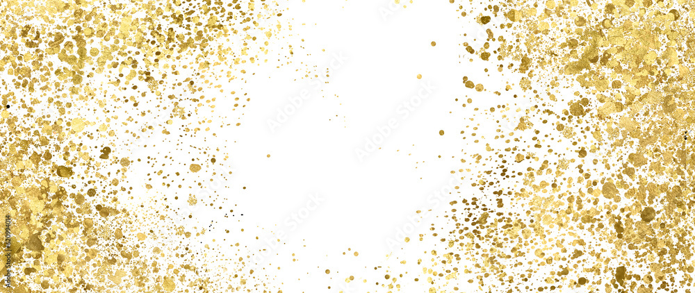 Gold sparkle splatter border . Gold Foil Frame Gold brush stroke on ...