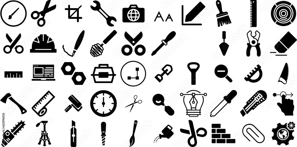 Mega Set Of Tool Icons Collection Flat Design Signs Tool, Trimming, Set ...