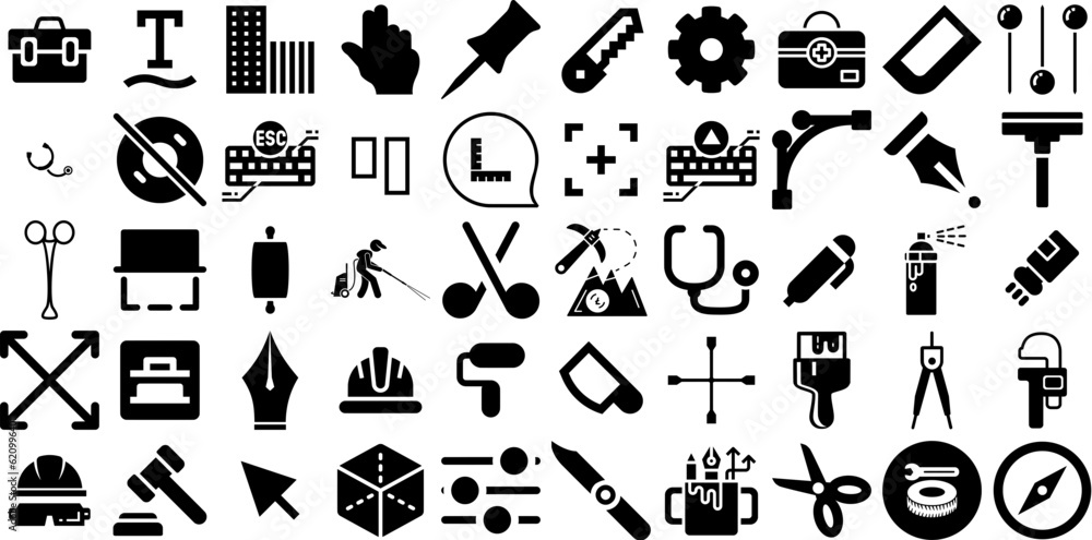 Massive Collection Of Tool Icons Bundle Hand-Drawn Solid Drawing ...