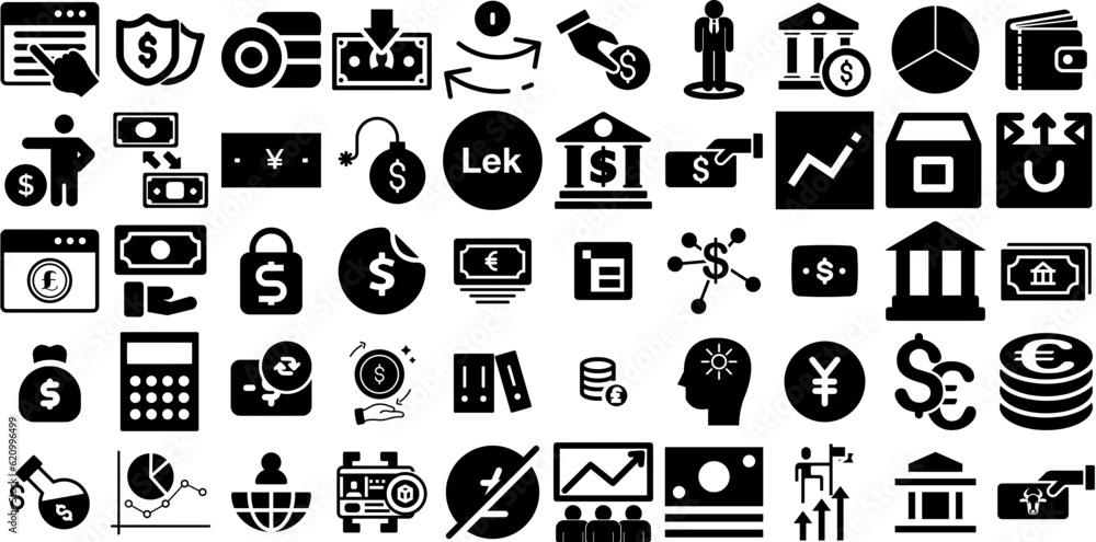 Mega Collection Of Finance Icons Set Hand-Drawn Linear Modern ...