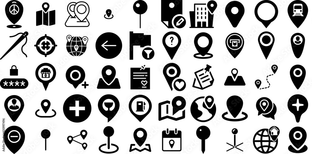 Vetor de Huge Collection Of Pin Icons Collection Linear Design ...