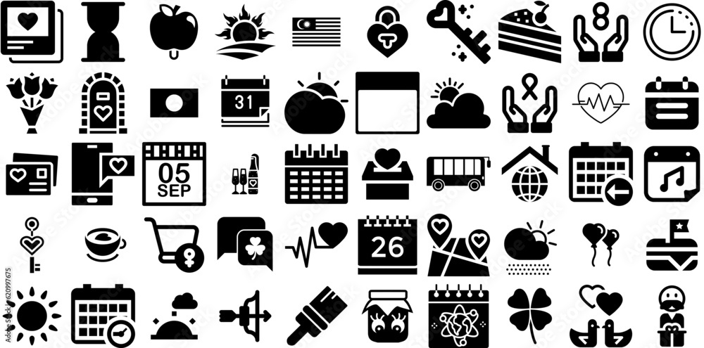 Mega Collection Of Day Icons Pack Hand-Drawn Linear Concept Glyphs ...