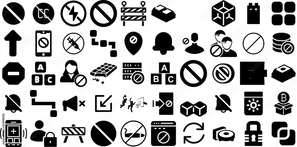 Vetor de Mega Collection Of Block Icons Pack Solid Drawing Pictogram ...