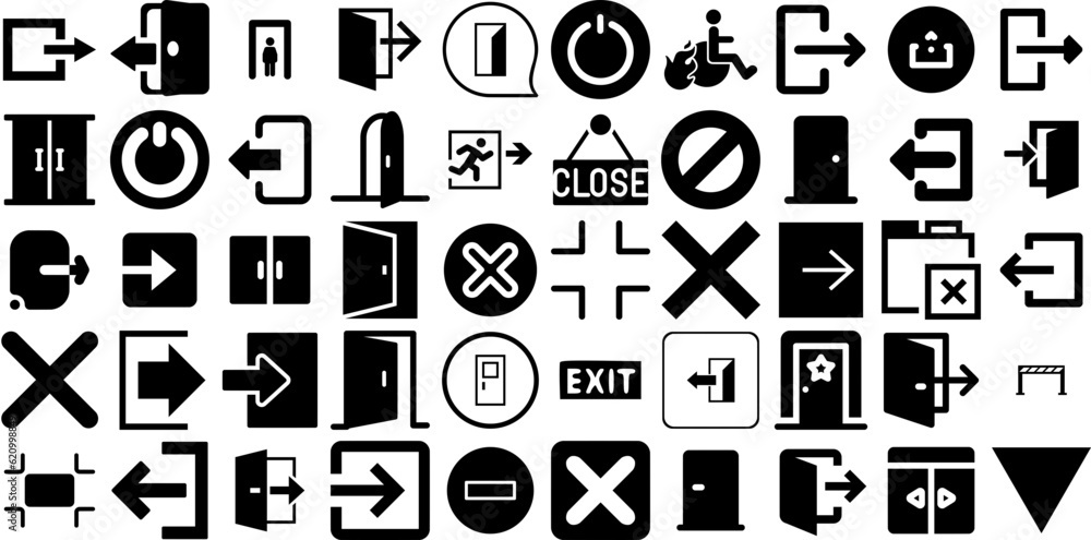 Vetor de Huge Set Of Exit Icons Collection Hand-Drawn Black Vector ...