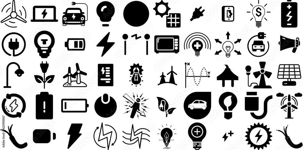 Big Set Of Electricity Icons Pack Linear Vector Pictograms Icon ...