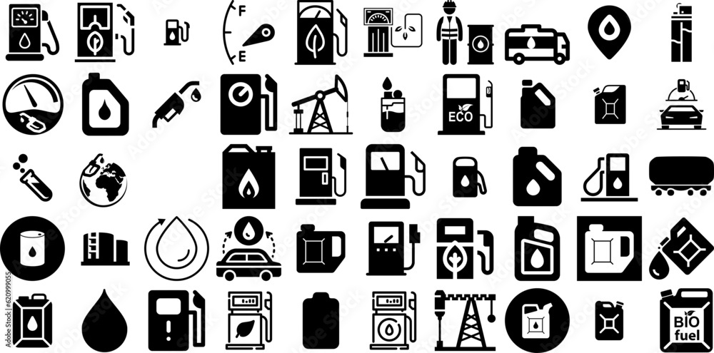 Mega Collection Of Fuel Icons Pack Linear Infographic Pictograms ...