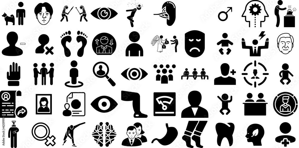Huge Collection Of Human Icons Pack Black Simple Symbol Parity ...