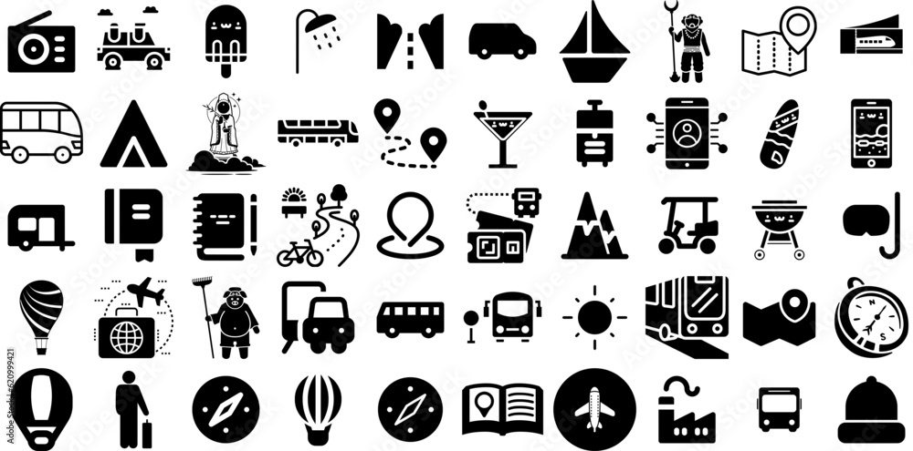 Massive Set Of Journey Icons Pack Solid Modern Pictogram Journey ...