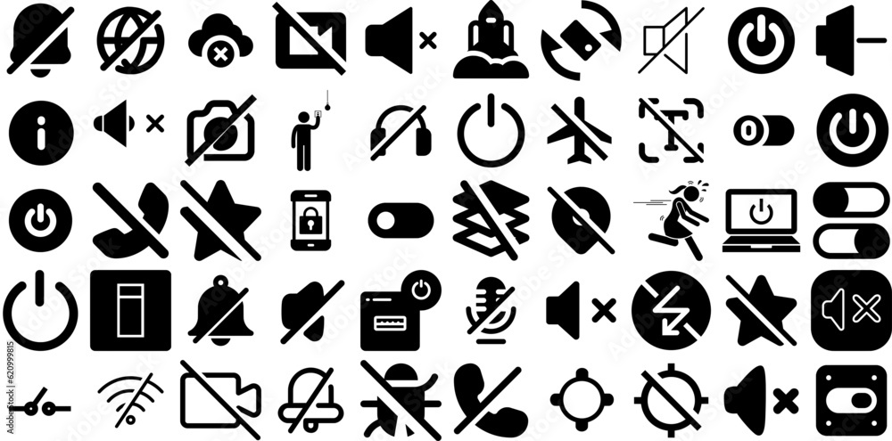 Big Collection Of Off Icons Set Hand-Drawn Isolated Cartoon Symbol ...