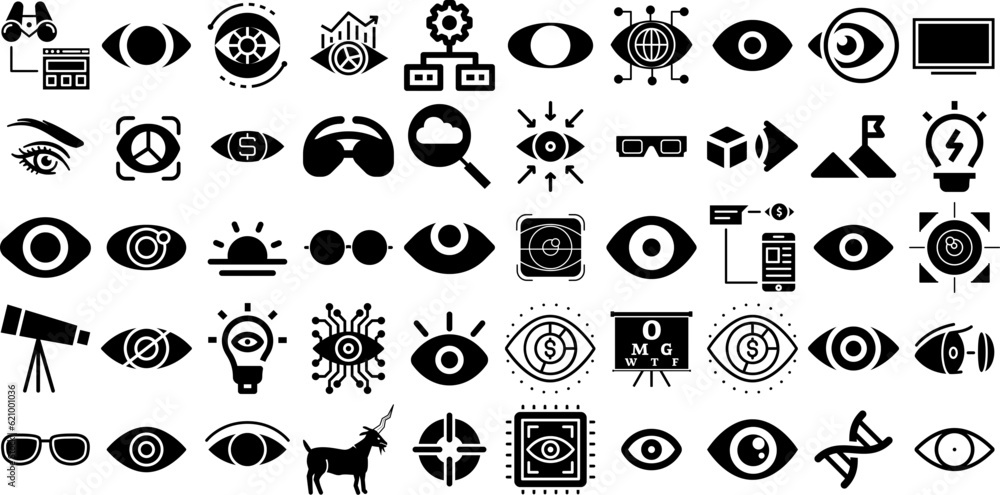 Big Collection Of Vision Icons Pack Flat Modern Silhouettes Vision ...