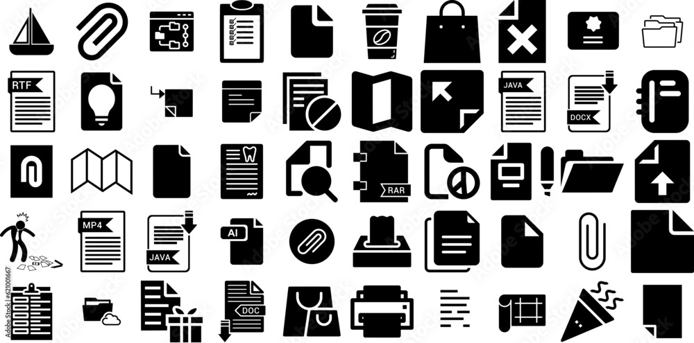 Massive Collection Of Paper Icons Pack Hand-Drawn Solid Design ...