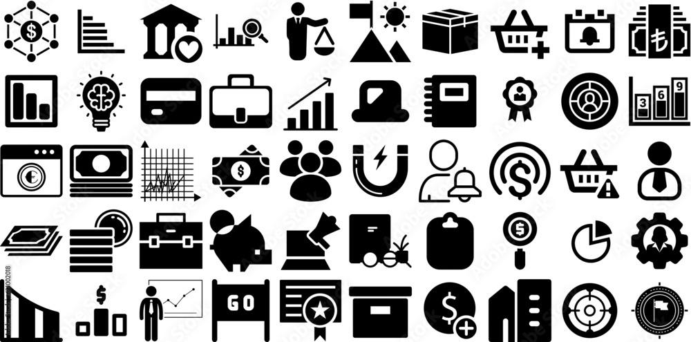 Massive Set Of Business Icons Collection Flat Simple Symbol Modern ...