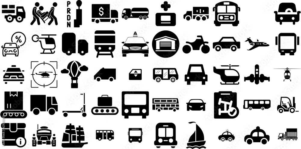 Mega Collection Of Transport Icons Pack Solid Concept Glyphs Ship, Icon ...